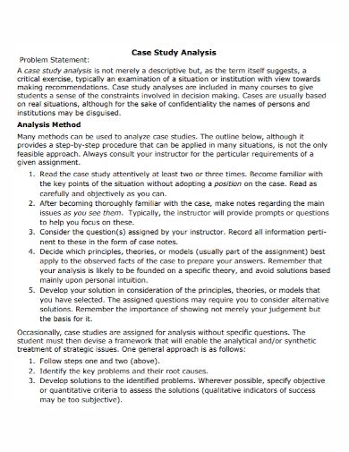Free 3 Case Analysis Problem Statement Samples In Pdf Doc