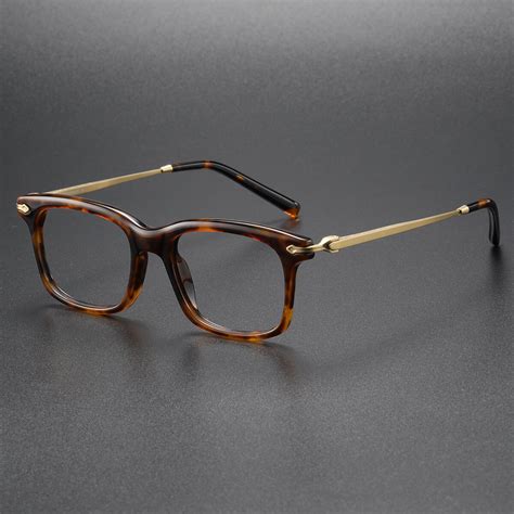Tortoise Shell Glasses Le0152 Gold Titanium Square Frames
