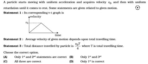 A Particle Starts Moving With Uniform Acceleration And Acquires Velocity