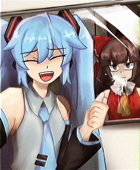 Hatsune Miku And Hakurei Reimu Touhou And 2 More Drawn By Lad Der