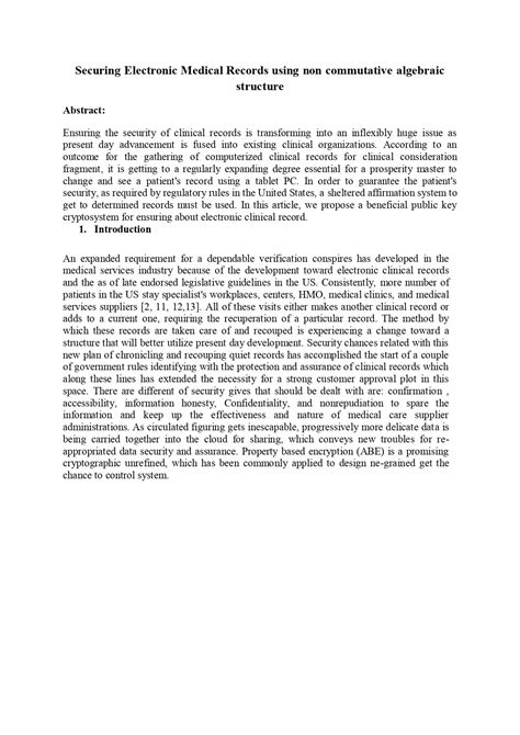 securing electronic medical records using non commutative algebraic