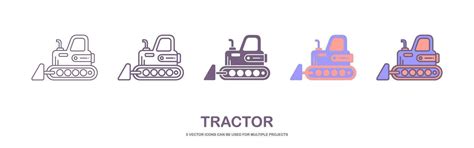 Bulldozer Icon Heavy Tracked Tractor With Blade Vector Simple Flat