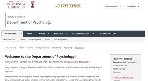 University Of Tübingen Department Of Psychology Kuakua Psychology