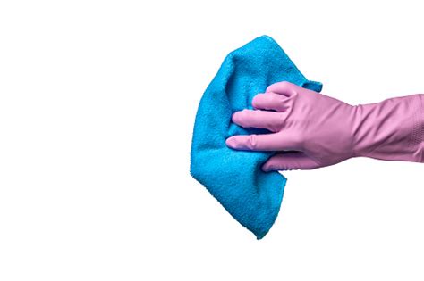 여자 손 에 라텍스 장갑 들고 있는 색상 걸레 고립 하 고 색 표면을 씻어 가사 집안일에 대한 스톡 사진 및 기타 이미지