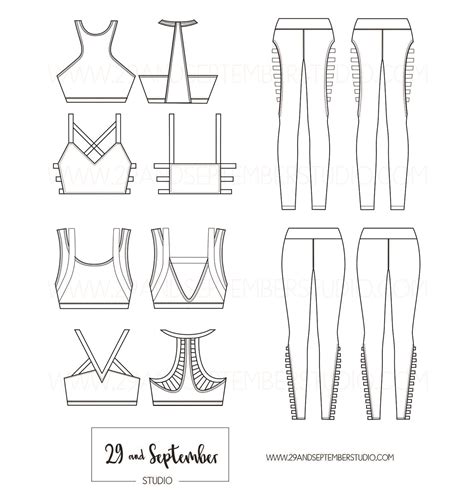 Activewear Inspiration Technical Drawings For Fitness Apparel By