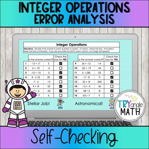 Integer Operations Error Analysis Self Checking By Try Angle Math