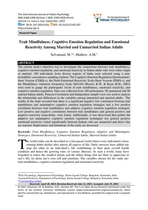 Pdf Trait Mindfulness Cognitive Emotion Regulation And Emotional