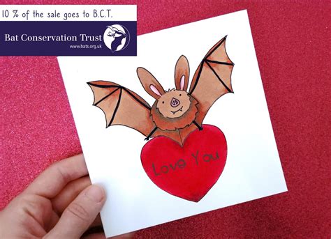 Bat Card Bat Love Card Personalised Bat Card Bat Valentines Day