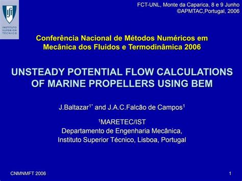 Unsteady Potential Flow Calculations Of Marine Propellers Using Bem Ppt