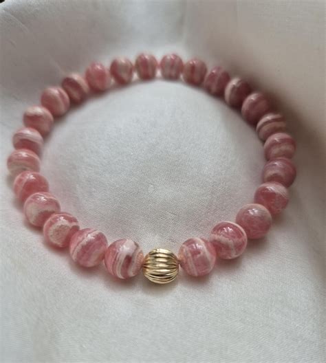 Genuine Rhodochrosite Bracelet Grade Aaaaa Rhodochrosite Gold Etsy
