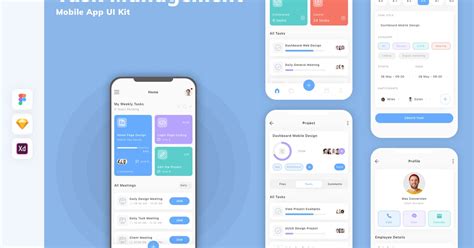 Task Management Mobile App Ui Kit Ux And Ui Kits Ft Work And Planner