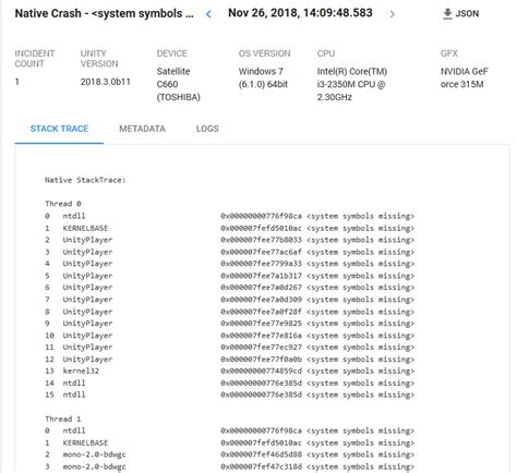 Native Crash Unknown File And Zwait Crashs Unity Engine Unity Discussions