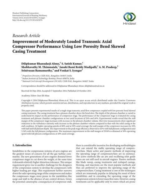 Pdf Research Article Improvement Of Moderately Loaded Transonic Axial Compressor Performance