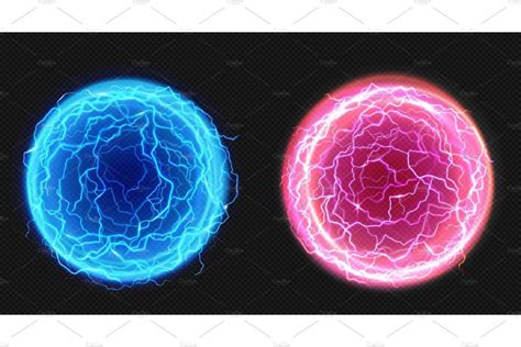 Two Different Colored Lights In The Shape Of An Orb On A Black