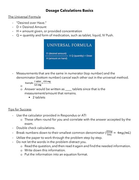 Dosage Calc How To Na Dosage Calculations Basics The Universal