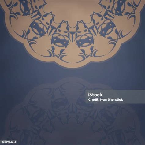 Brosur Berwarna Biru Dengan Ornamen Coklat Yunani Untuk Merek Anda