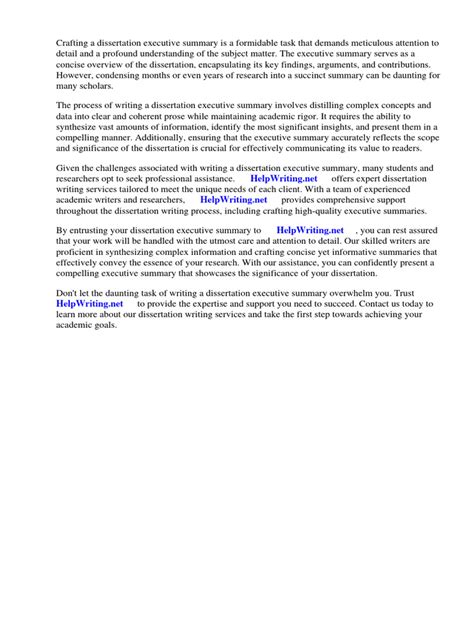 How To Write A Dissertation Executive Summary Pdf Essays Data