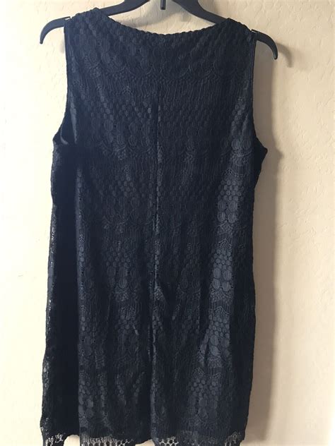 Womens Tiana B Black Floral Lace Overlay Short Sleev Gem