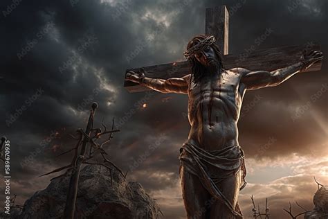 Crucifixion Of Jesus Christ Made With Generative Ai Stock Illustration Adobe Stock