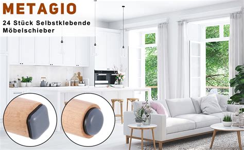 metagio 24 Pièces Patins pour Meubles Teflon Auto adhésifs 20 mm Patins