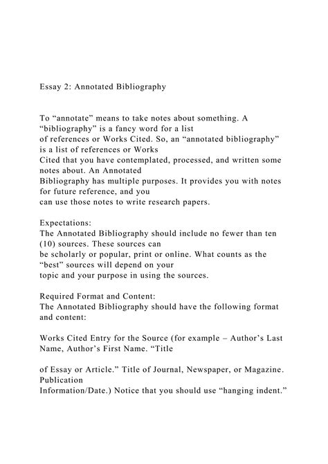 Essay 2 Annotated Bibliography To Annotate Means To Docx