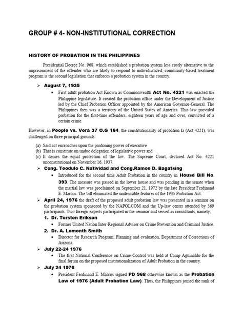 History Of Probation In The Philippines Pdf Probation Parole