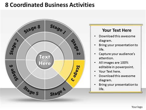 Busines Ppt Diagram Coordinated Business Activities Powerpoint Template PowerPoint