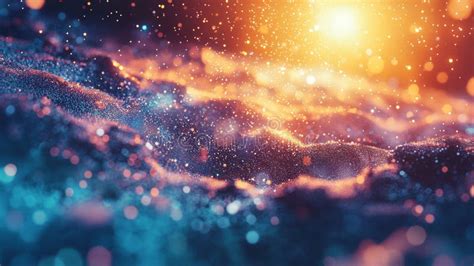 abstract glowing particles creating a vibrant energy field stock image