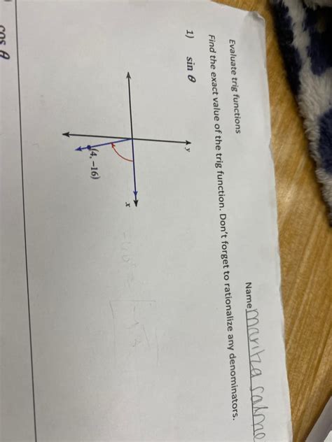 Answered Evaluate Trig Functions Name Ma Find Bartleby