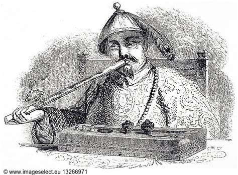 Illustration Depicting A Chinese Man Smoking Opium 1852 Illustration