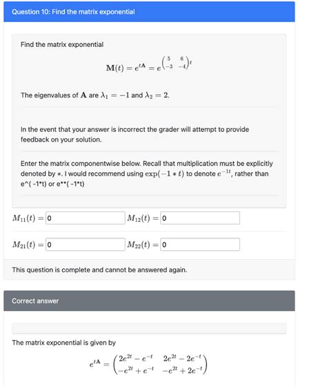 Find The Matrix Exponential Mtetae5−36−4t The