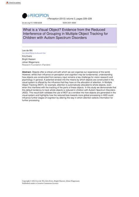 Pdf What Is A Visual Object Evidence From The Reduced Interference