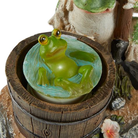 Swimming Frog Totem Outdoor 9 Statue Lantern Led Path Solar Light Lamp