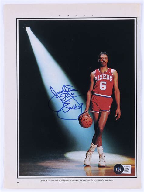Julius Dr J Erving Signed 76ers 8x11 Magazine Page Beckett