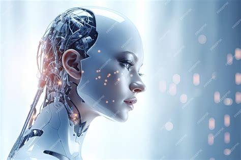 Premium Ai Image Research On Ai Development For Future Living Using 3d Rendering Robot And