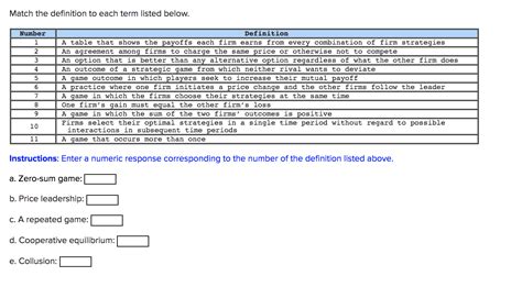 Solved Match The Definition To Each Term Listed Below Chegg