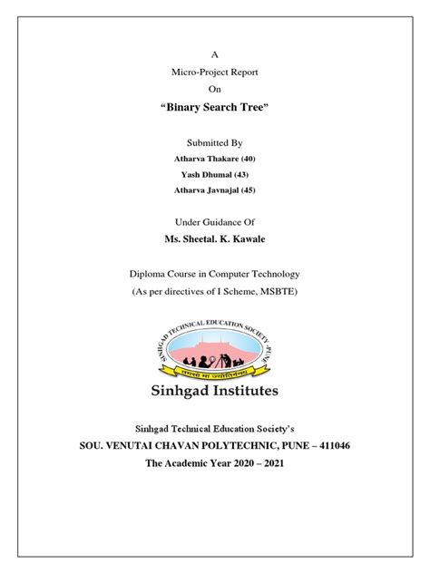 Binary Search Tree Micro Project Report Pdf Applied Mathematics Computer Programming