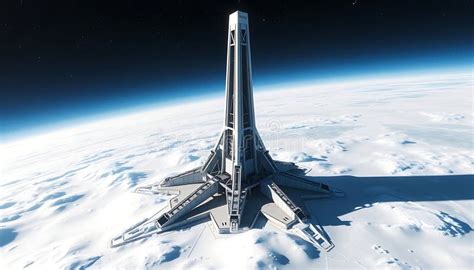 Futuristic Spaceship In Orbit Earth View Space Exploration Sci Fi