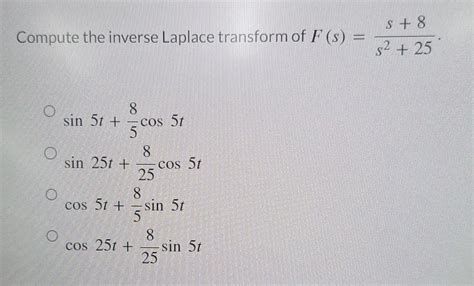 Solved Compute The Inverse Laplace Transform Of