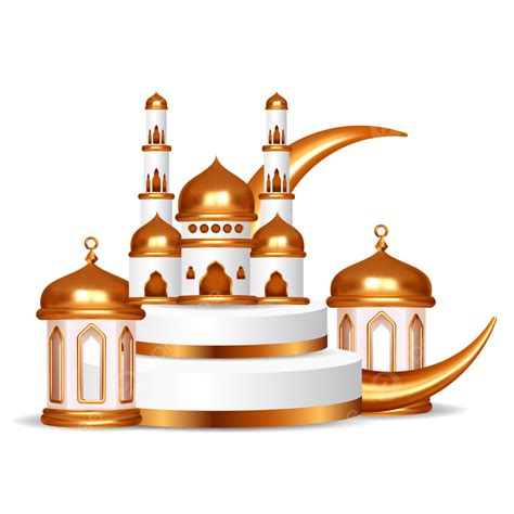 Mosque Ramadan Kareem Vector Art Png Islamic Ramadan Kareem 3d Golden