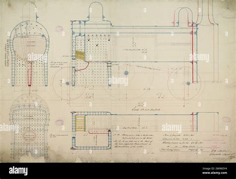 Locomotive Engine Longitudinal Horizontal And Cross Sections Stock