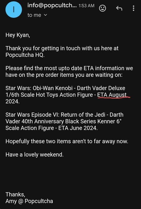 Just An Updated Time Frame For Anyone Who Ordered The Dx28 Vader From