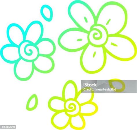 Dessin Au Trait Dégradé Froid Dune Fleur De Dessin Animé Vecteurs