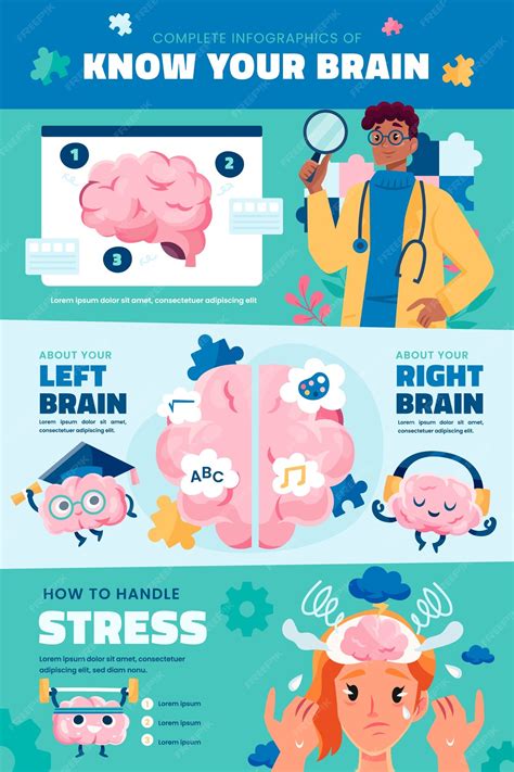 Premium Vector Hand Drawn Flat Brain Infographic Template