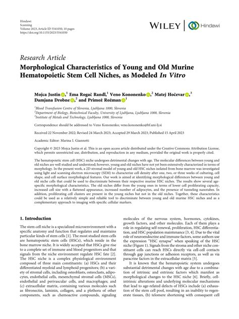 Pdf Morphological Characteristics Of Young And Old Murine