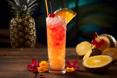 Premium Ai Image Cocktail Reminiscent Of A Tropical Sunset