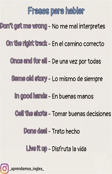 Aprendamos Inglés En Instagram 🔸frases Para Hablar Inglés