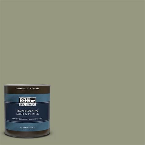 BEHR ULTRA Qt S Milkweed Pod Satin Enamel Exterior Paint Primer The Home Depot