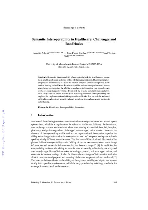 Pdf Semantic Interoperability In Healthcare Challenges And Roadblocks