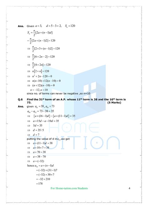 Important Questions For Class 10 Maths Chapter 5 Arithmetic